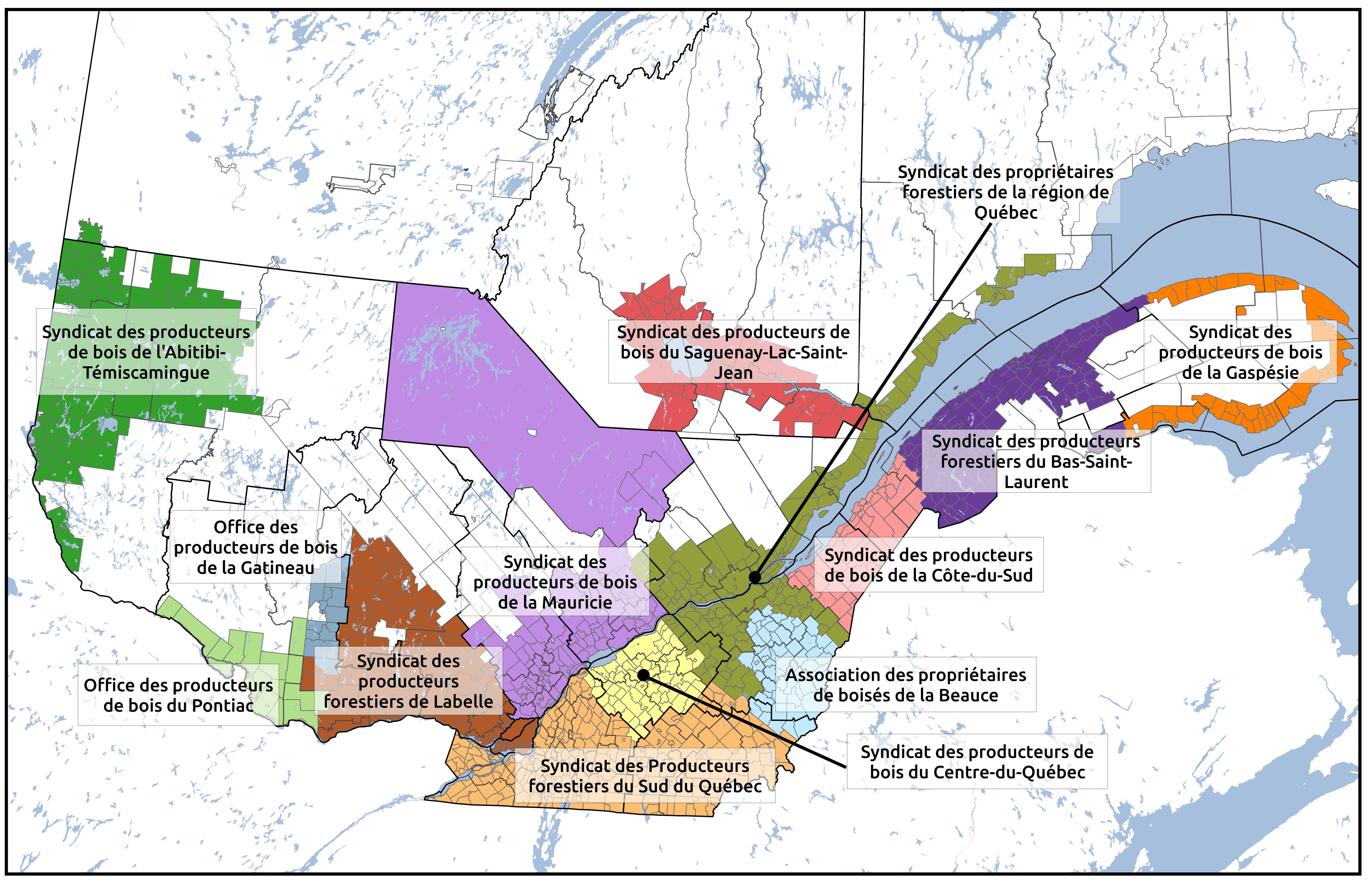 Carte des territoires forestiers | Fédération des producteurs ...